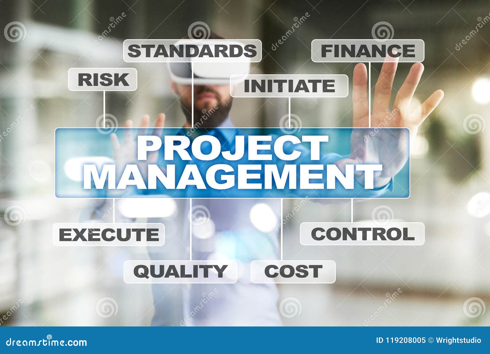 Project Management on the Virtual Screen. Business Concept. Stock Image ...