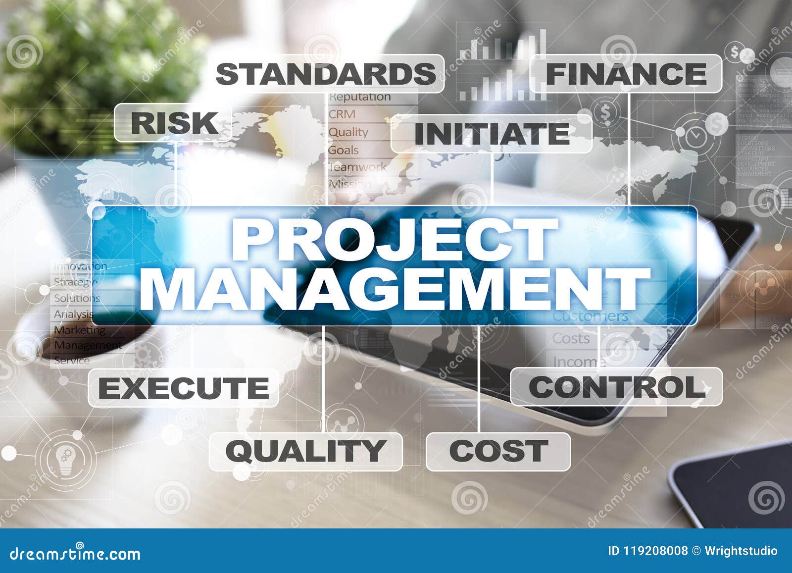 Project Management on the Virtual Screen. Business Concept. Stock Photo ...