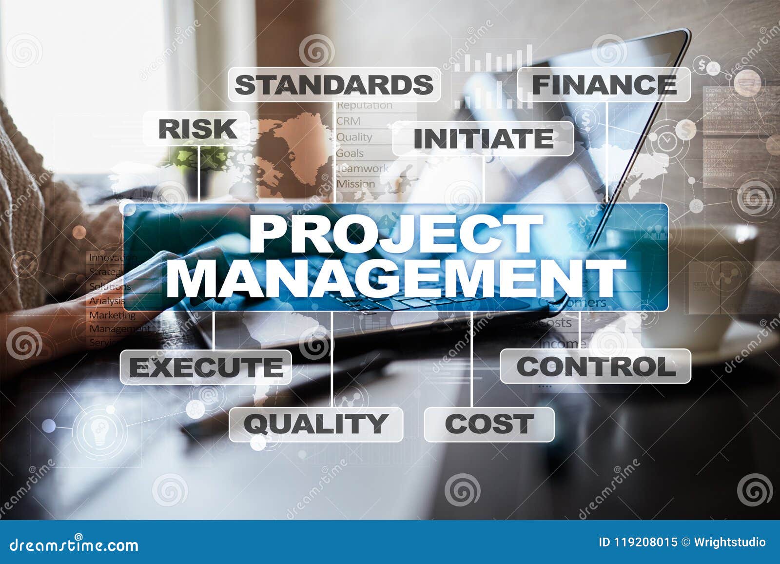 Project Management on the Virtual Screen. Business Concept. Stock Image ...