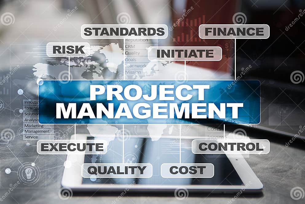 Project Management on the Virtual Screen. Business Concept. Stock ...
