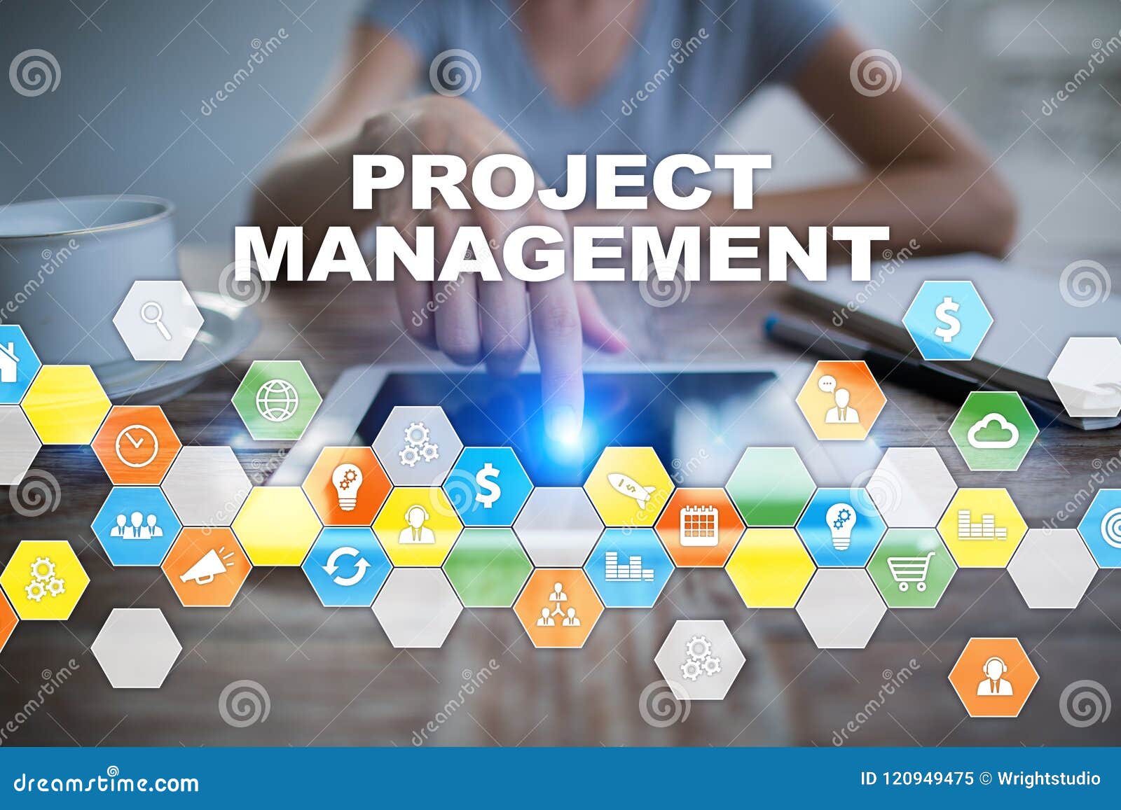 Project Management on the Virtual Screen. Business Concept. Stock Image ...