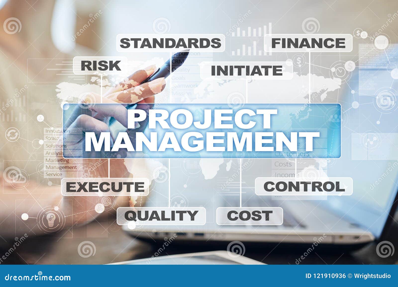 Project Management on the Virtual Screen. Business Concept. Stock Photo ...