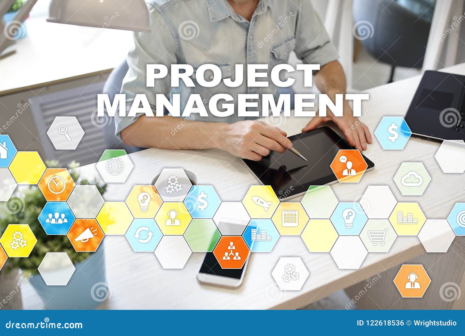 Project Management on the Virtual Screen. Business Concept. Stock Photo ...