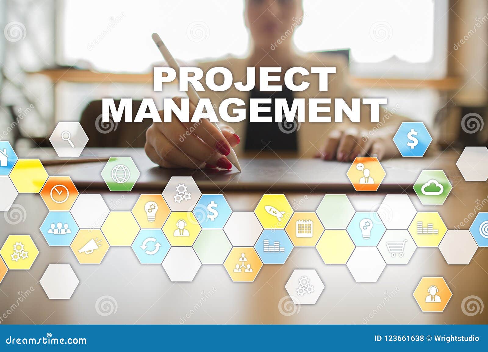 Project Management on the Virtual Screen. Business Concept. Stock Photo ...