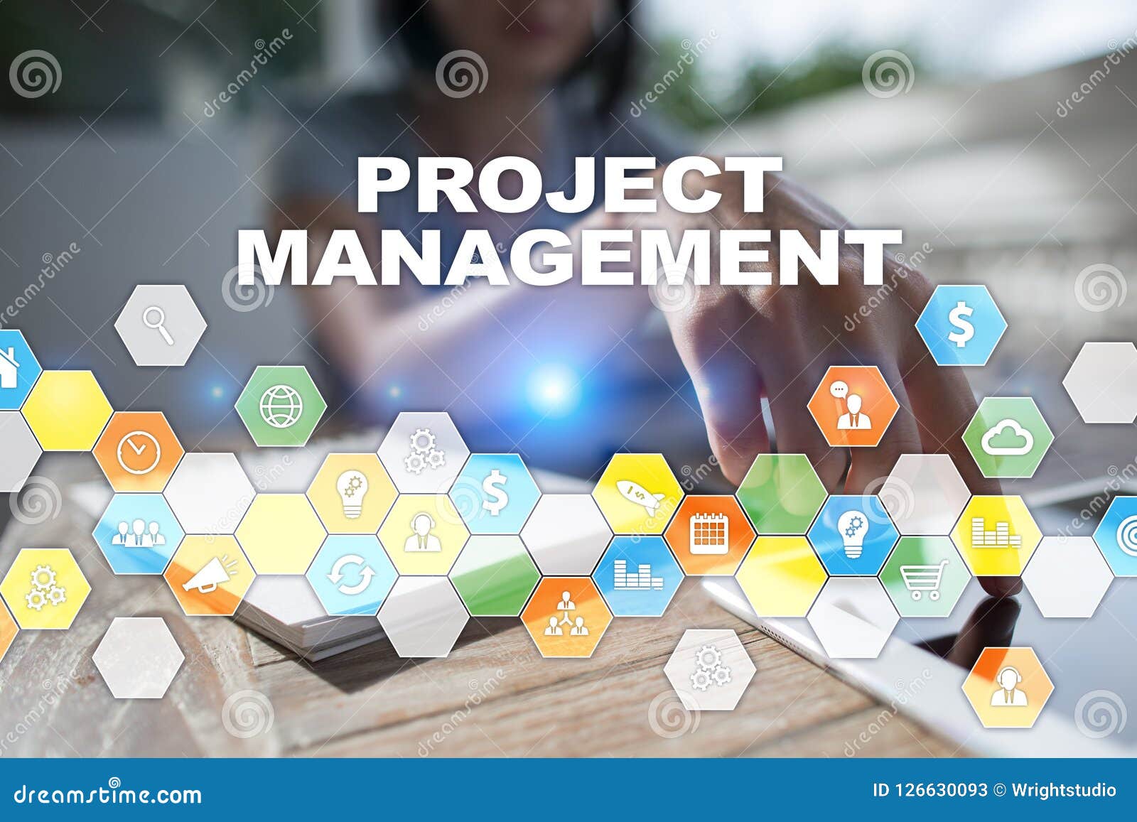 Project Management on the Virtual Screen. Business Concept. Stock Image ...