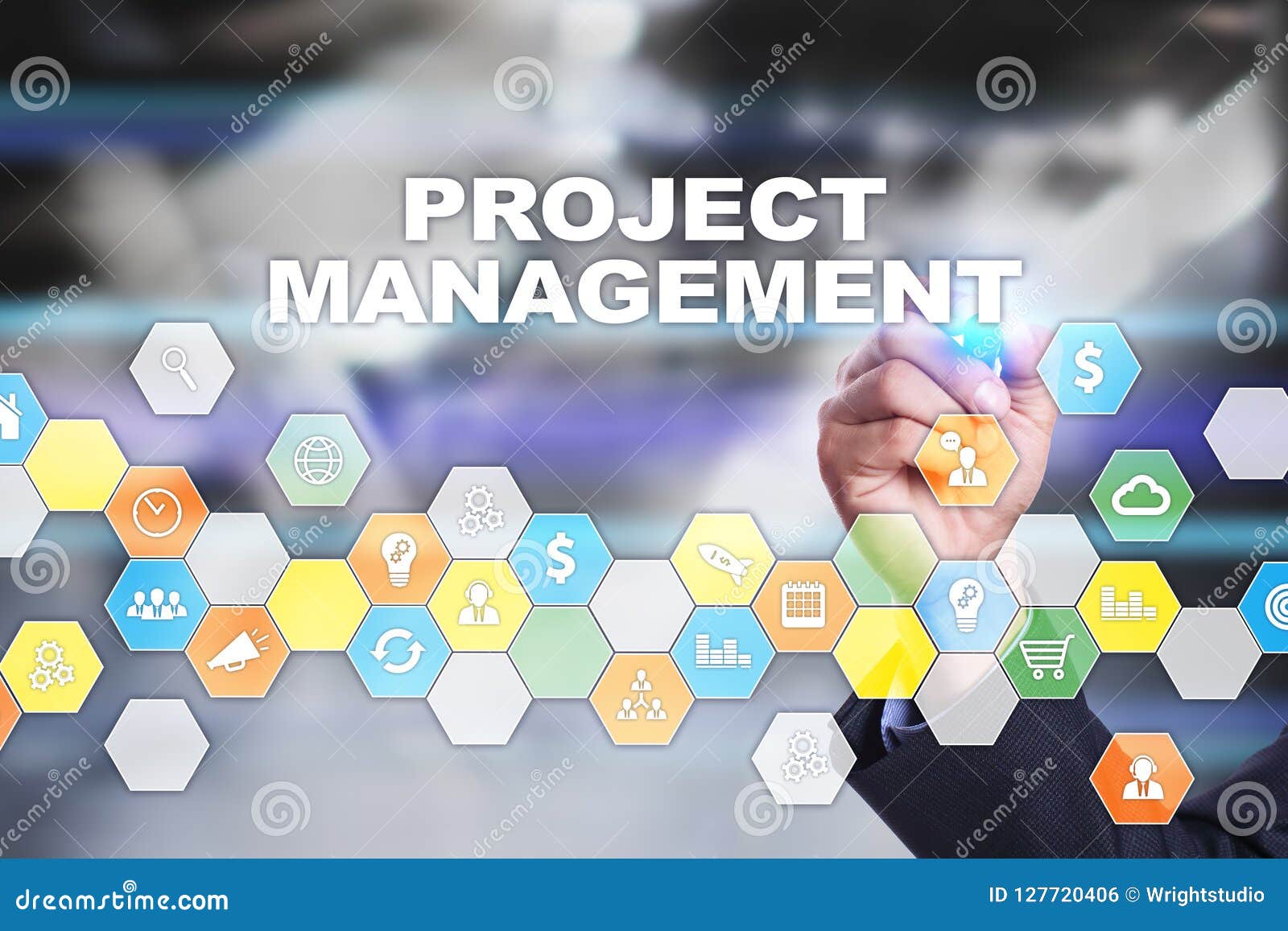 Project Management on the Virtual Screen. Business Concept. Stock ...
