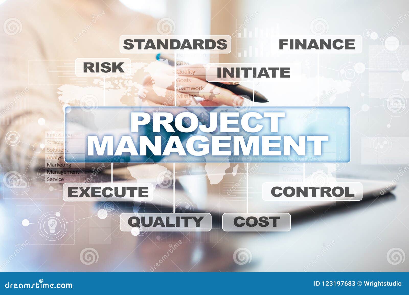 Project Management on the Virtual Screen. Business Concept. Stock Image ...