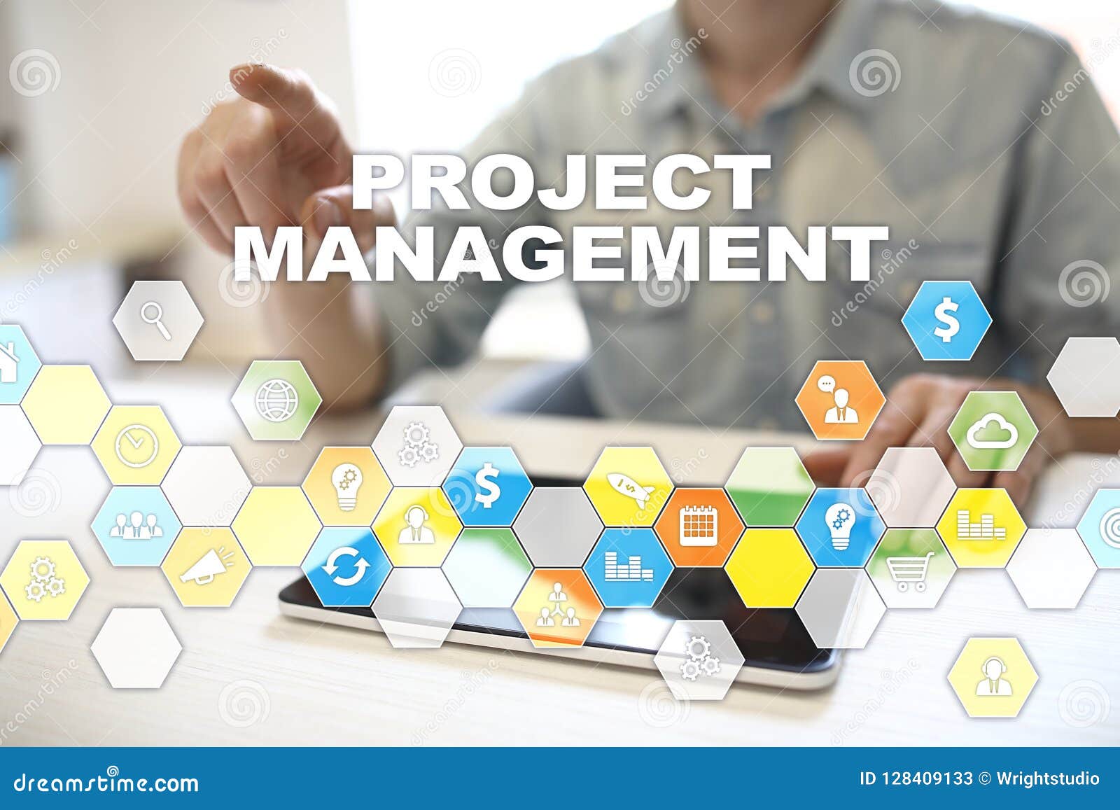 Project Management on the Virtual Screen. Business Concept. Stock ...