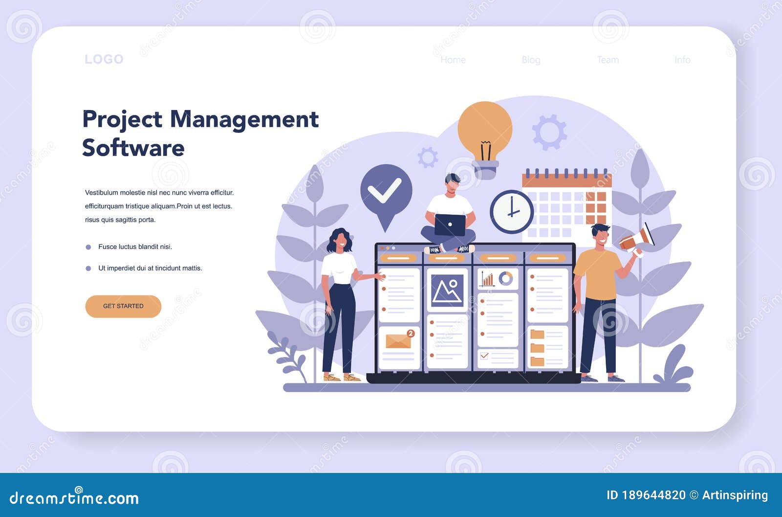 Project Management Web Banner or Landing Page. Successful Stock Vector ...