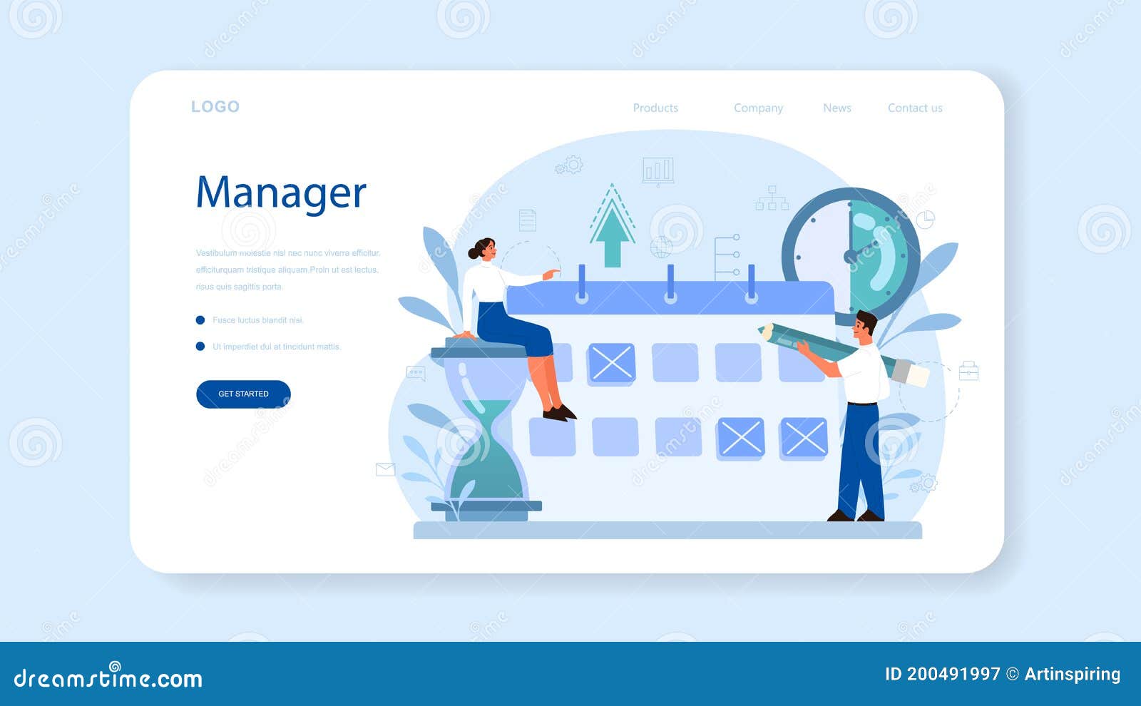 Project Management Web Banner or Landing Page. Successful Stock Vector ...