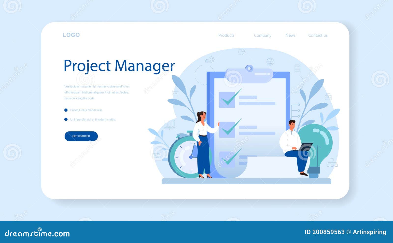 Project Management Web Banner or Landing Page. Successful Stock Vector ...