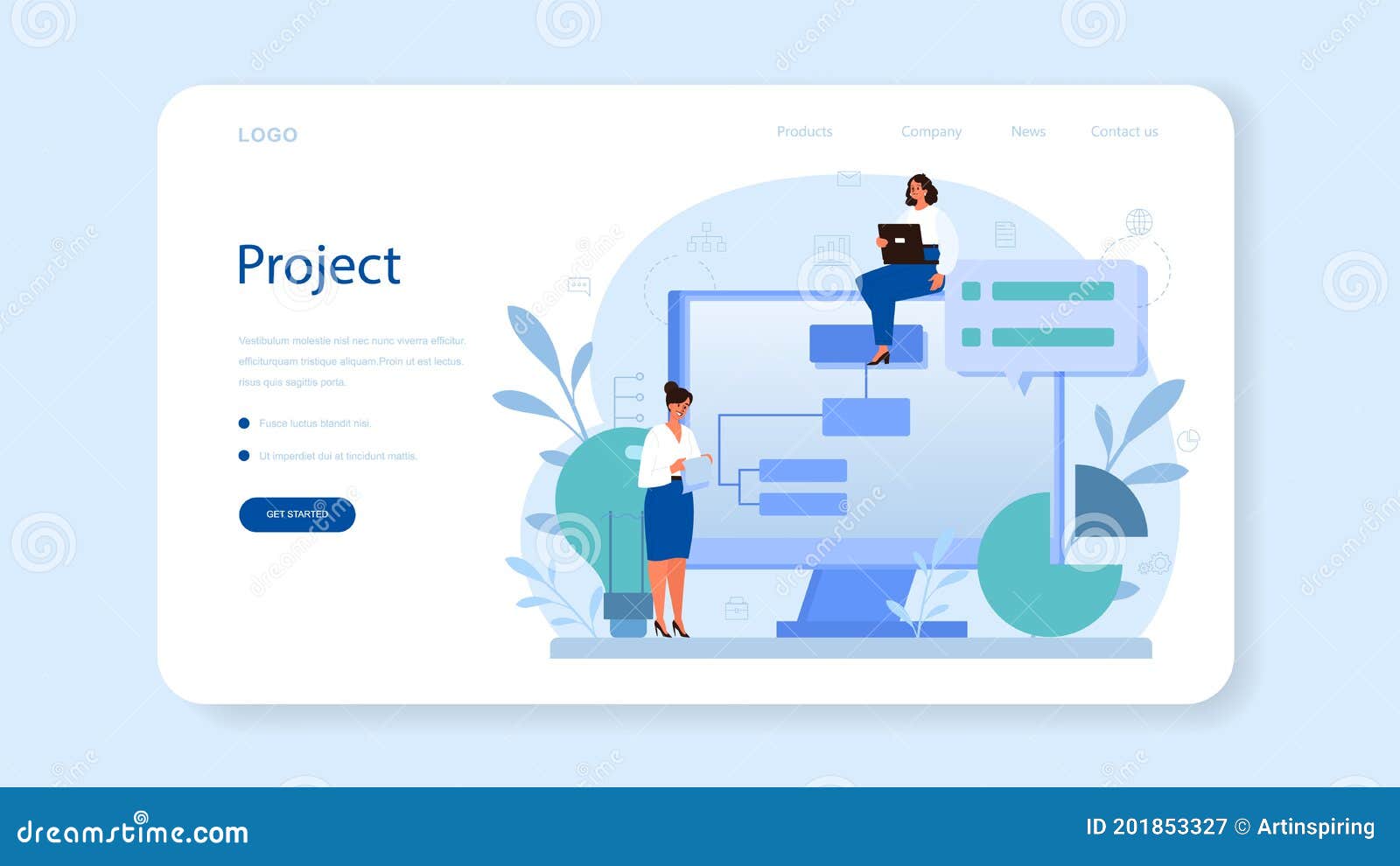 Project Management Web Banner or Landing Page. Successful Stock Vector ...