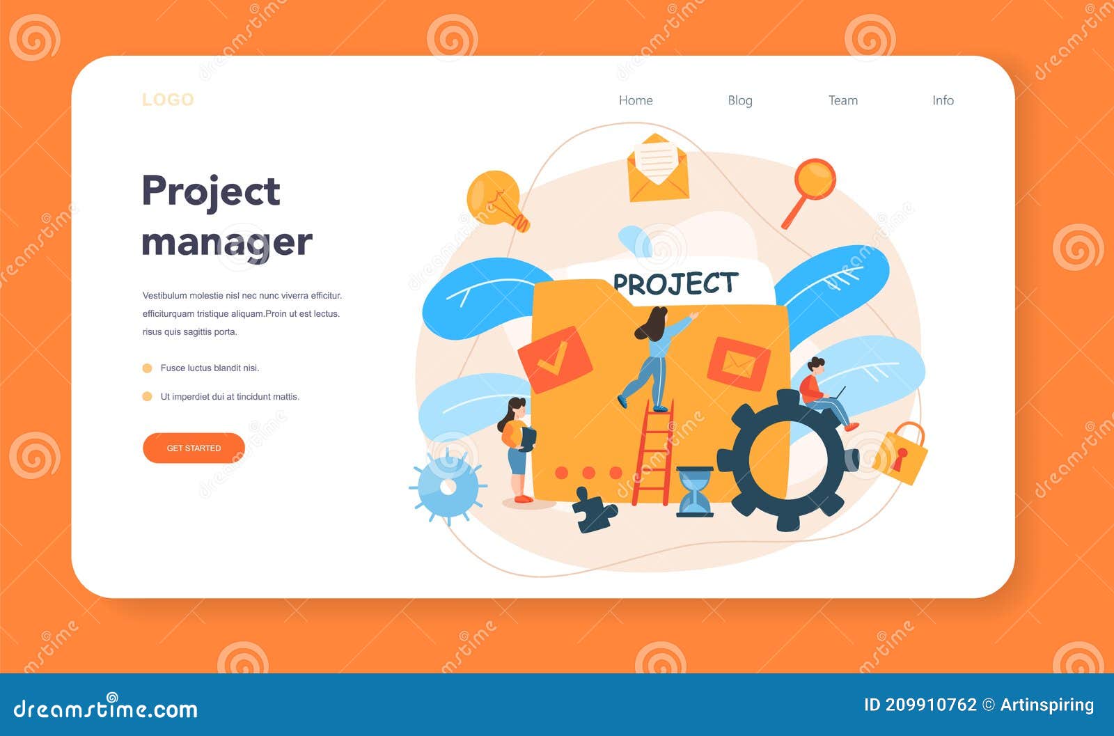 Project Management Web Banner or Landing Page. Successful Strategy ...