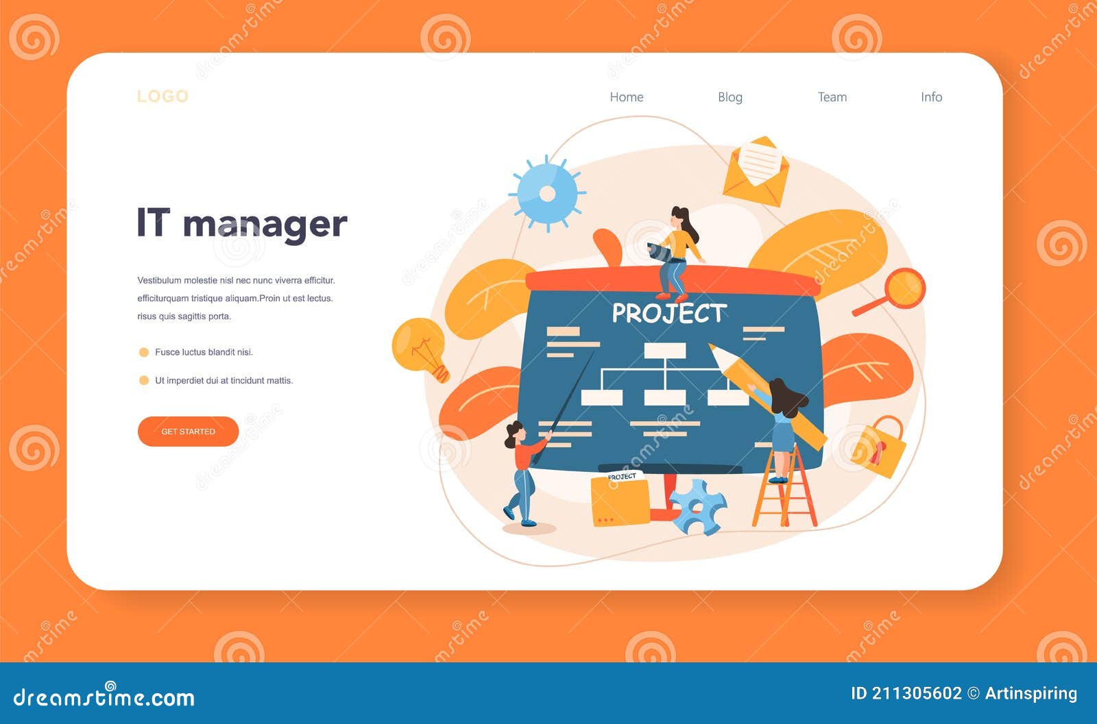 Project Management Web Banner or Landing Page. Successful Strategy ...