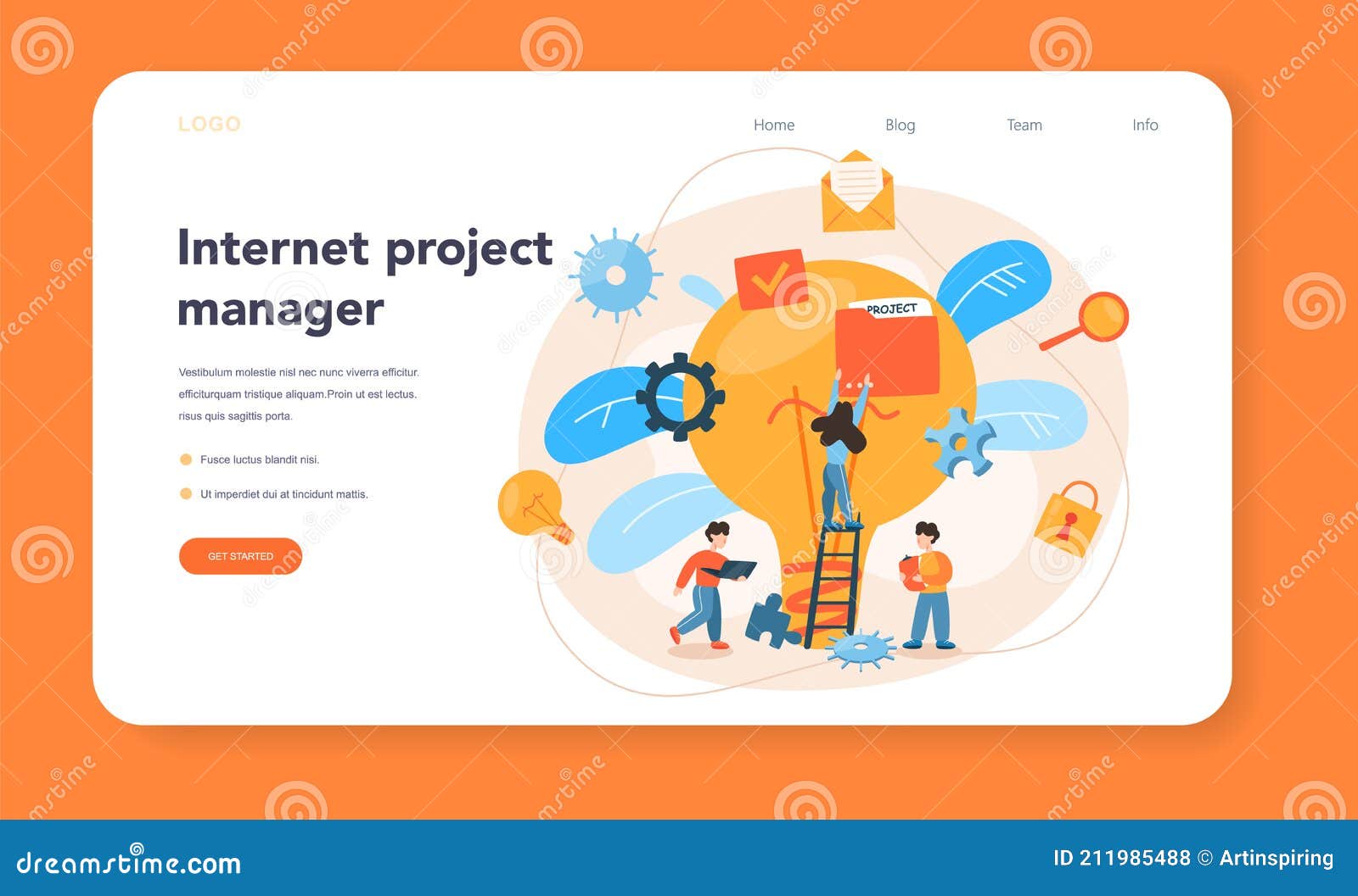 Project Management Web Banner or Landing Page. Successful Strategy ...