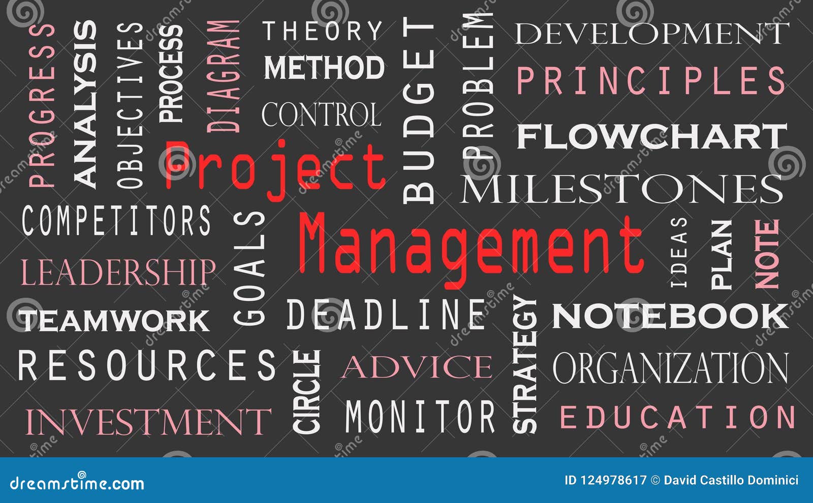 Project Management Word Cloud Concept on Black Background Stock ...