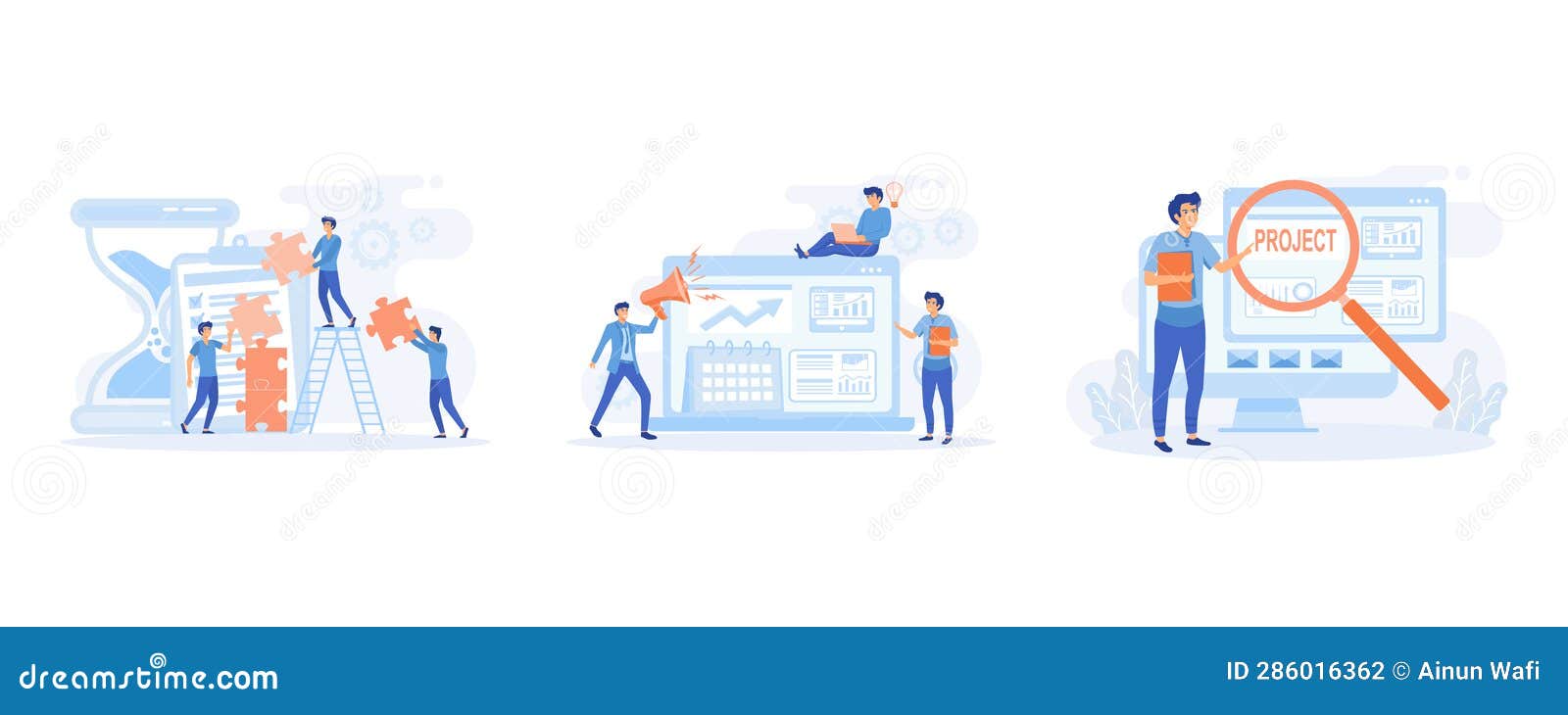 Project Management. Work Flow Organization, Teamwork Stock Vector ...