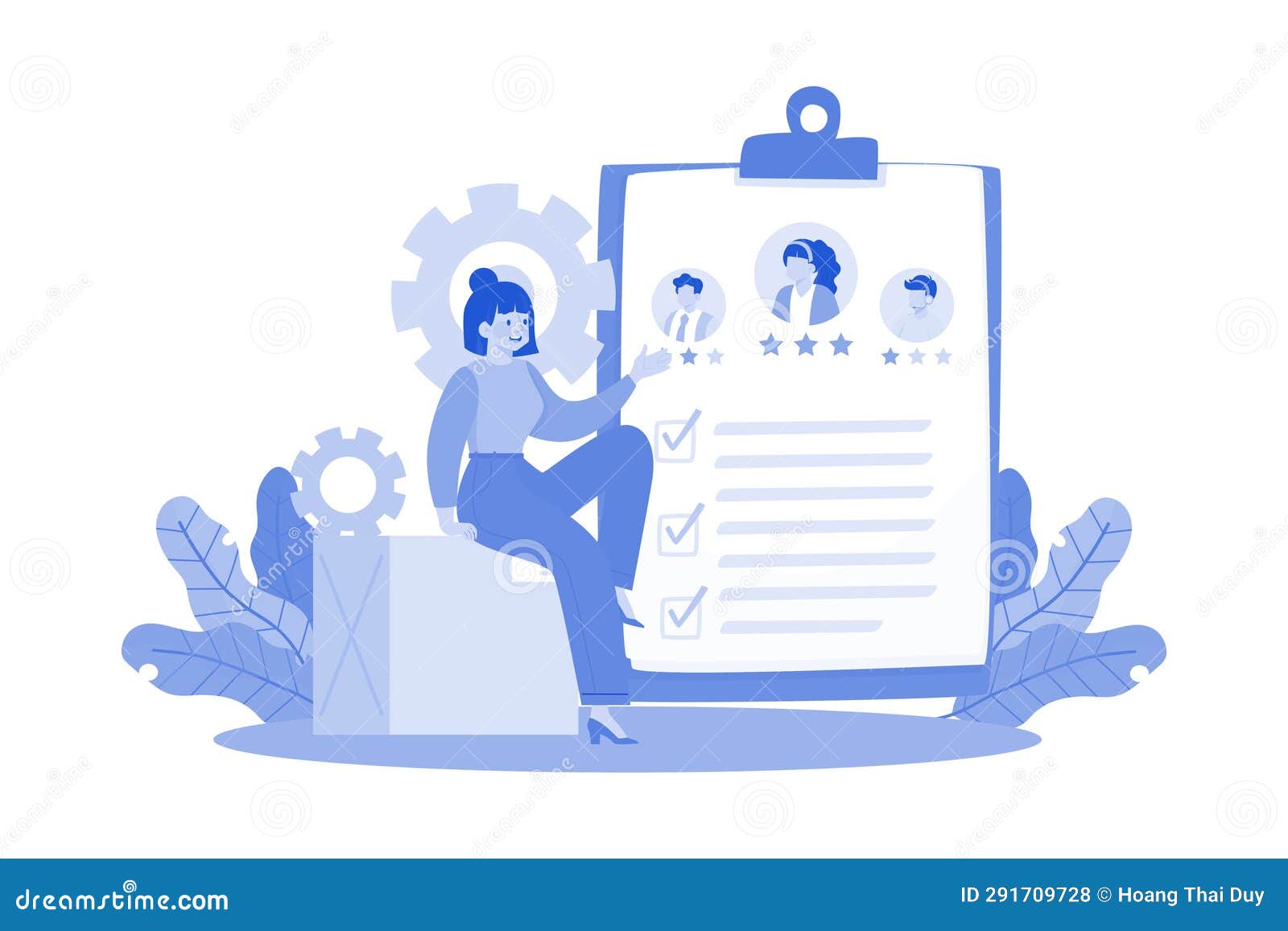 Project Manager Assessing Team Members Skills Stock Vector ...