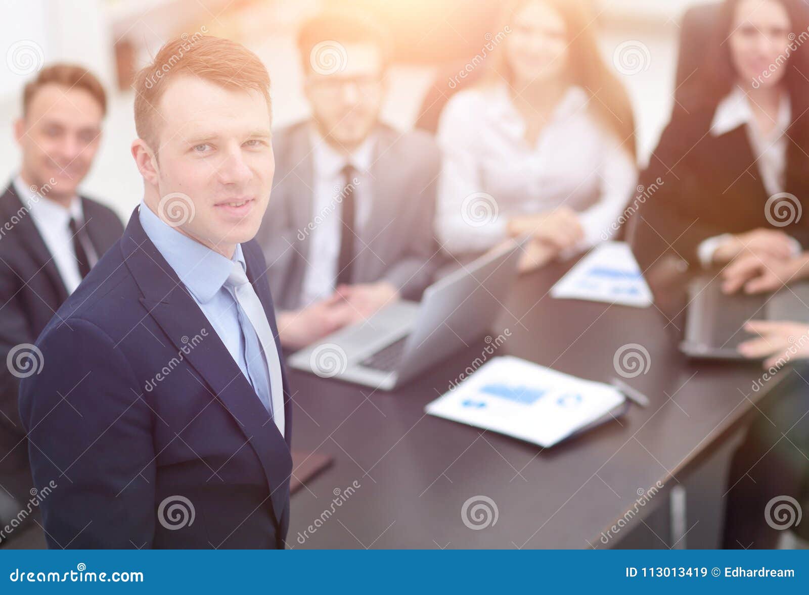 Project Manager on the Background of Business Team Stock Image - Image ...