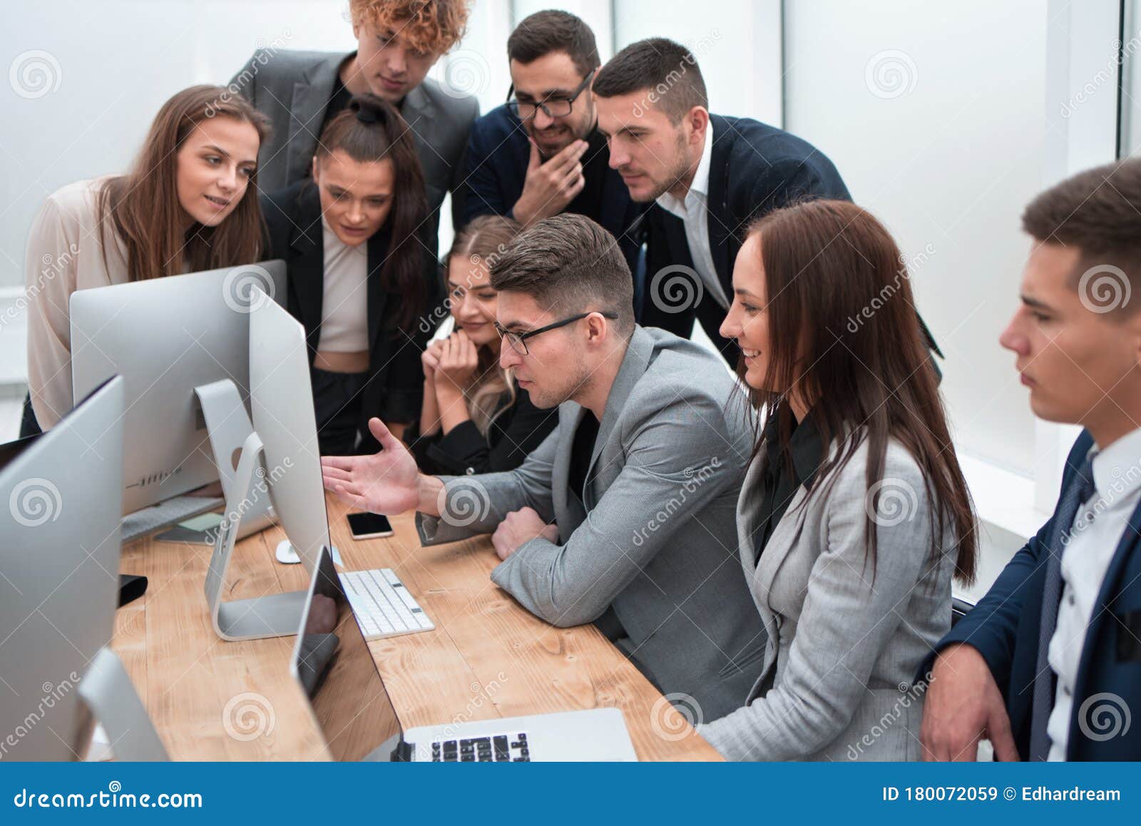 Project Manager and Business Team Discussing New Information Stock ...