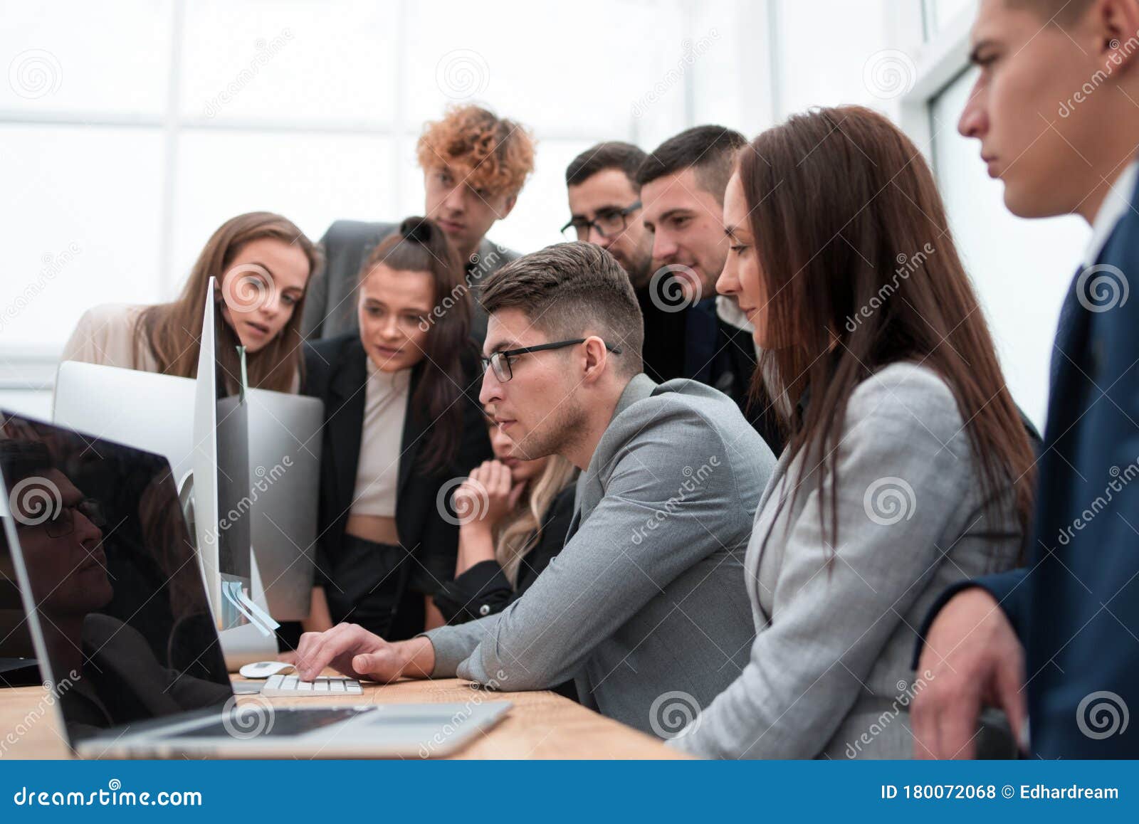 Project Manager and Business Team Discussing New Information Stock ...