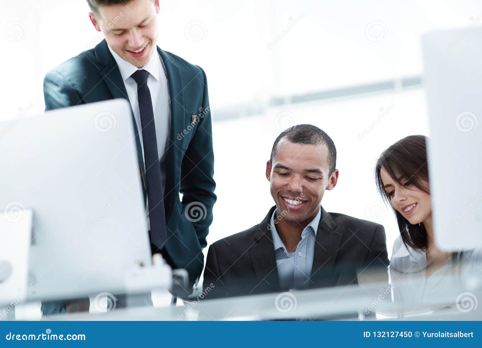 Project Manager and Business Team Discussing Work Documents Stock Photo ...