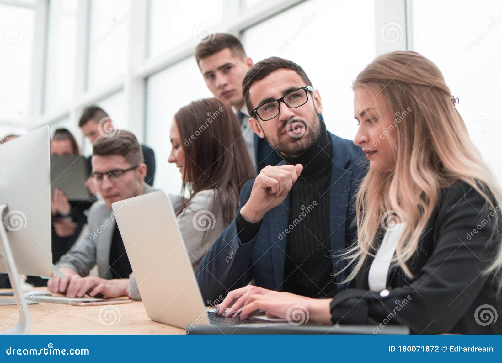 Project Manager and Business Team Sitting at the Desk Stock Photo ...