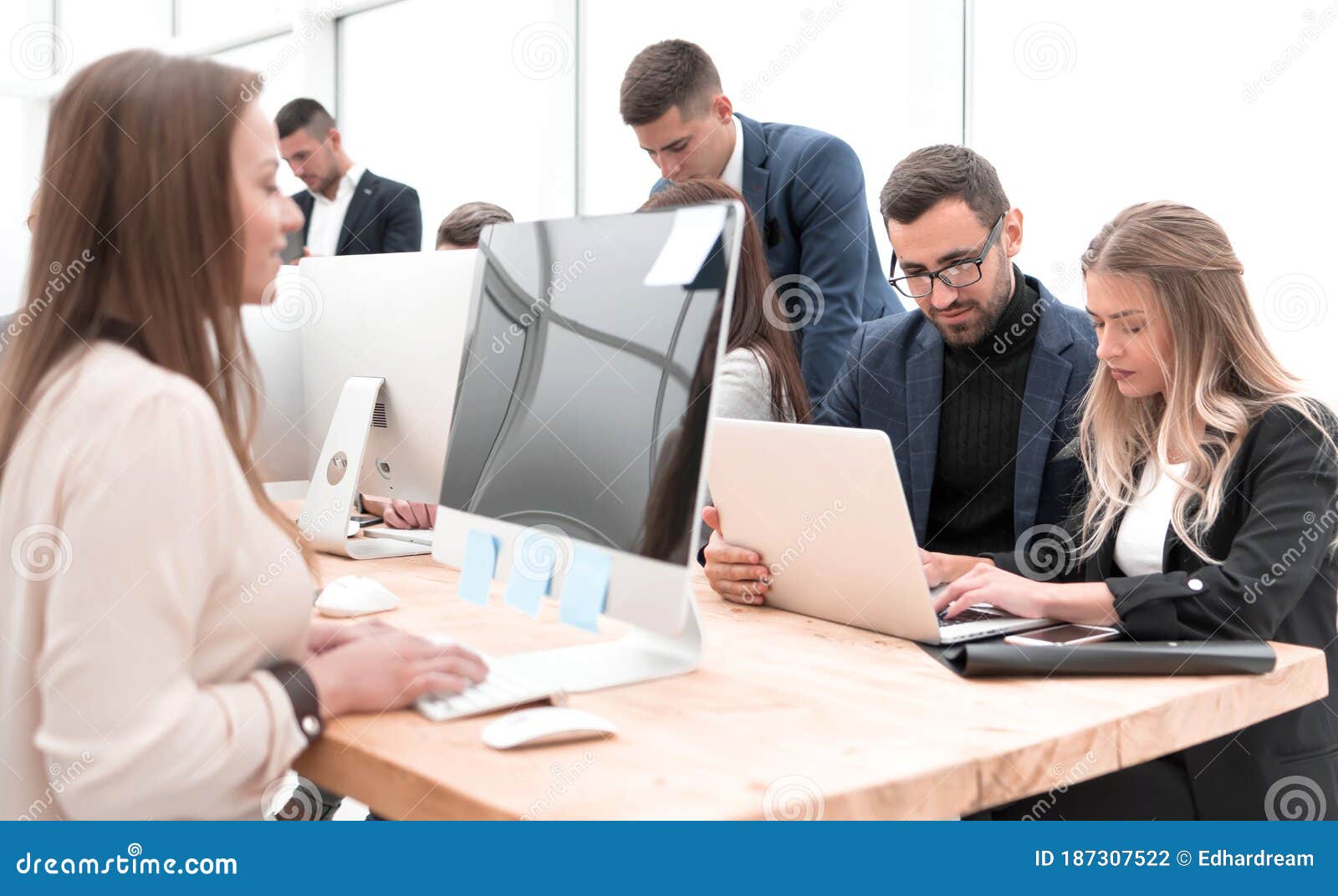 Project Manager and Business Team Sitting at the Desk Stock Photo ...