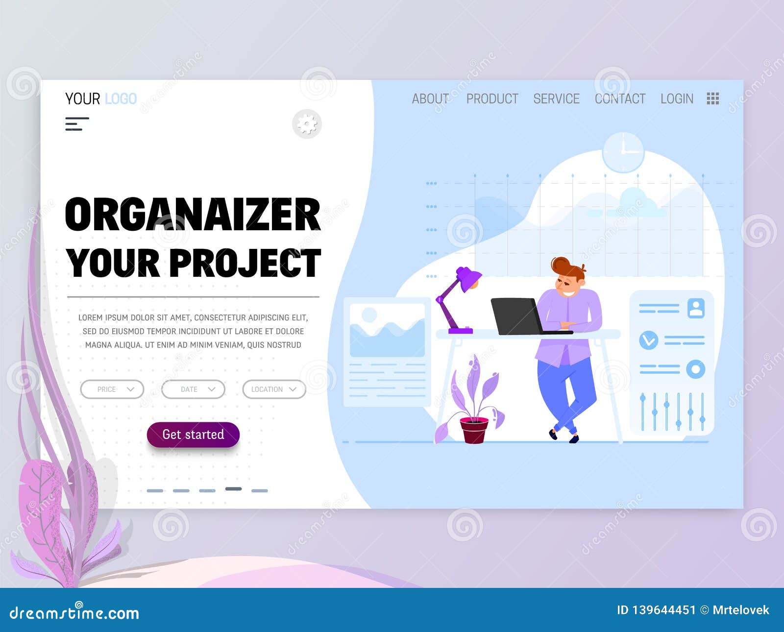 Project Manager Concept. Flat Style, on a White Background Stock Vector ...