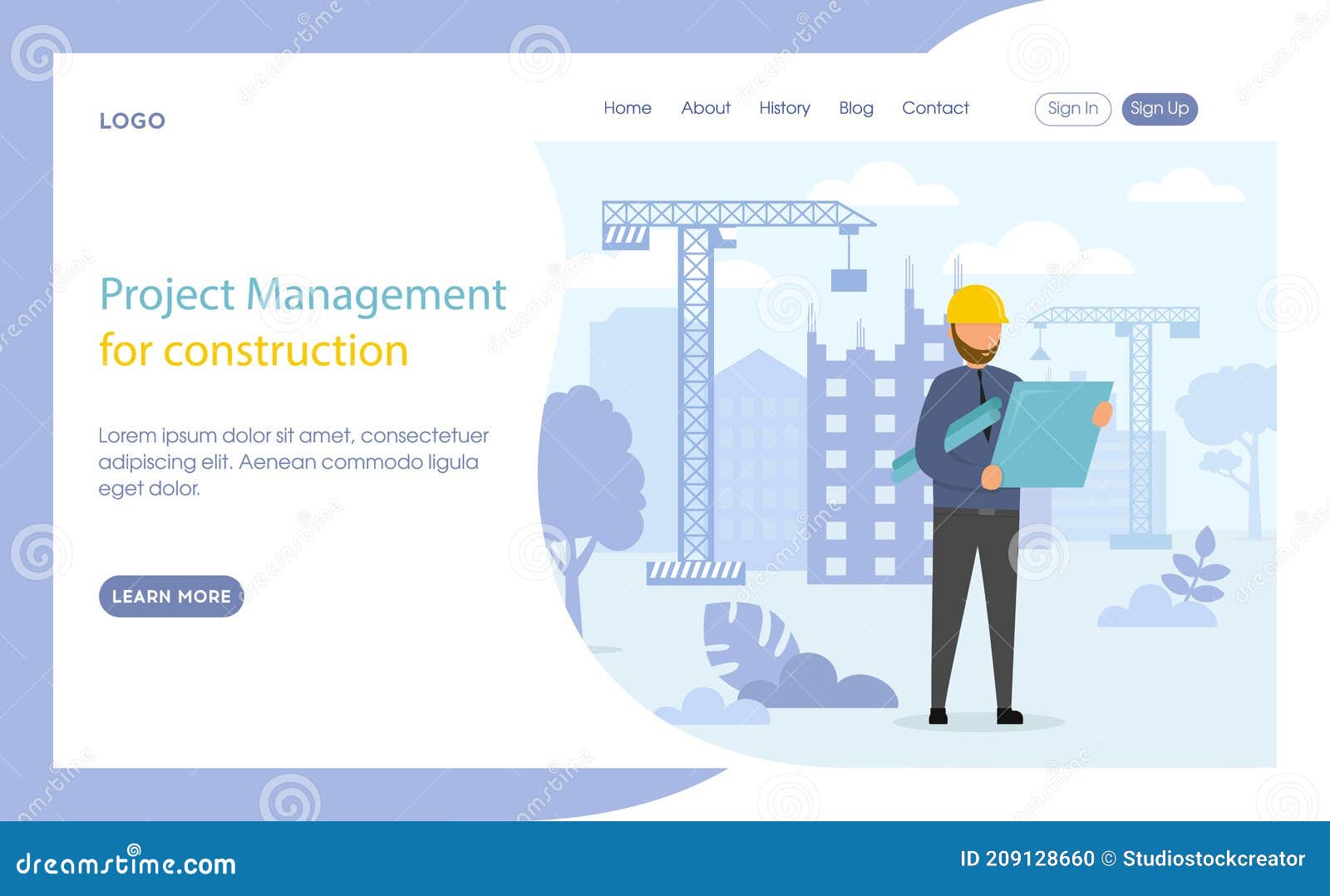 Project Manager for Construction Design Conceptual Illustration in Flat ...
