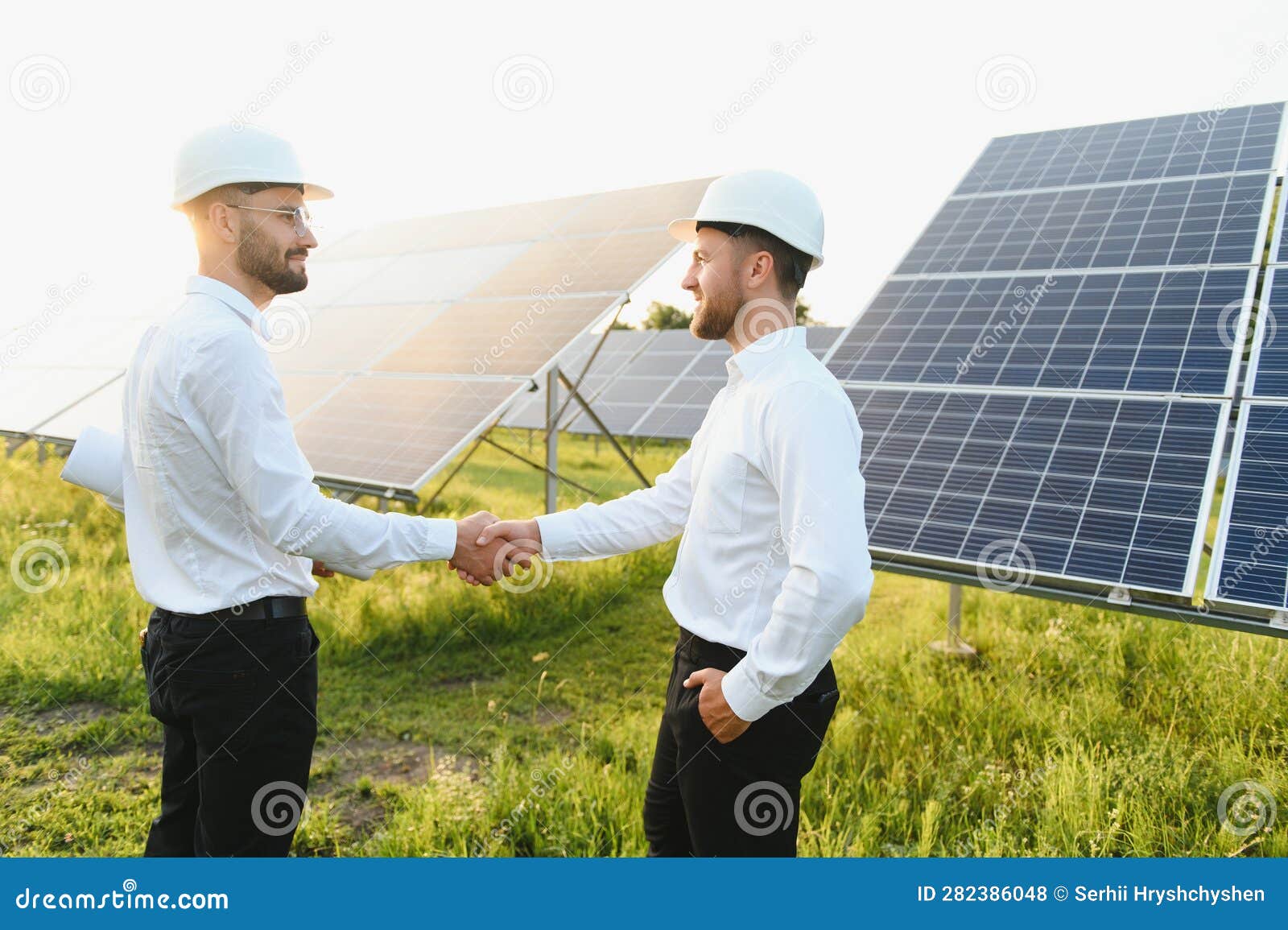 Project Manager Discuss with Worker Installation Process of Solar Panel ...