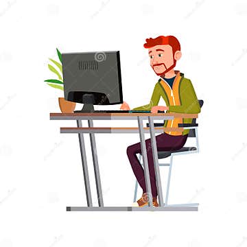 Project Manager Guy Planning on Computer Cartoon Vector Stock Vector ...