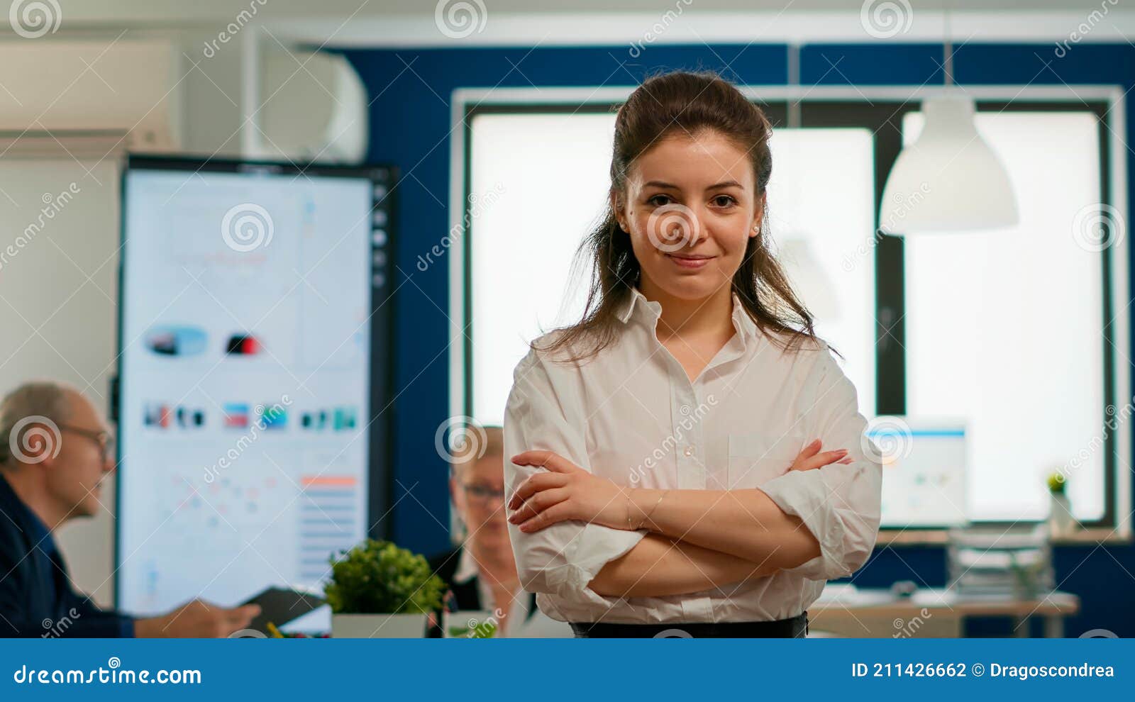 Project Manager Looking at Camera Smiling Stock Photo - Image of design ...