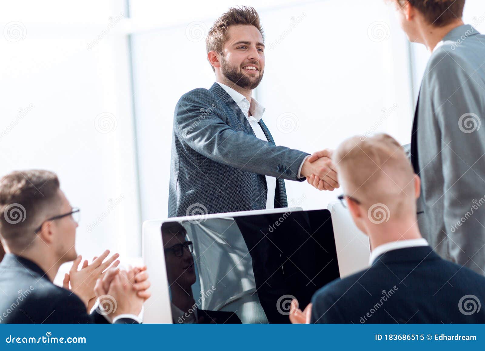 Project Manager at a Meeting with the Working Group. Stock Image ...