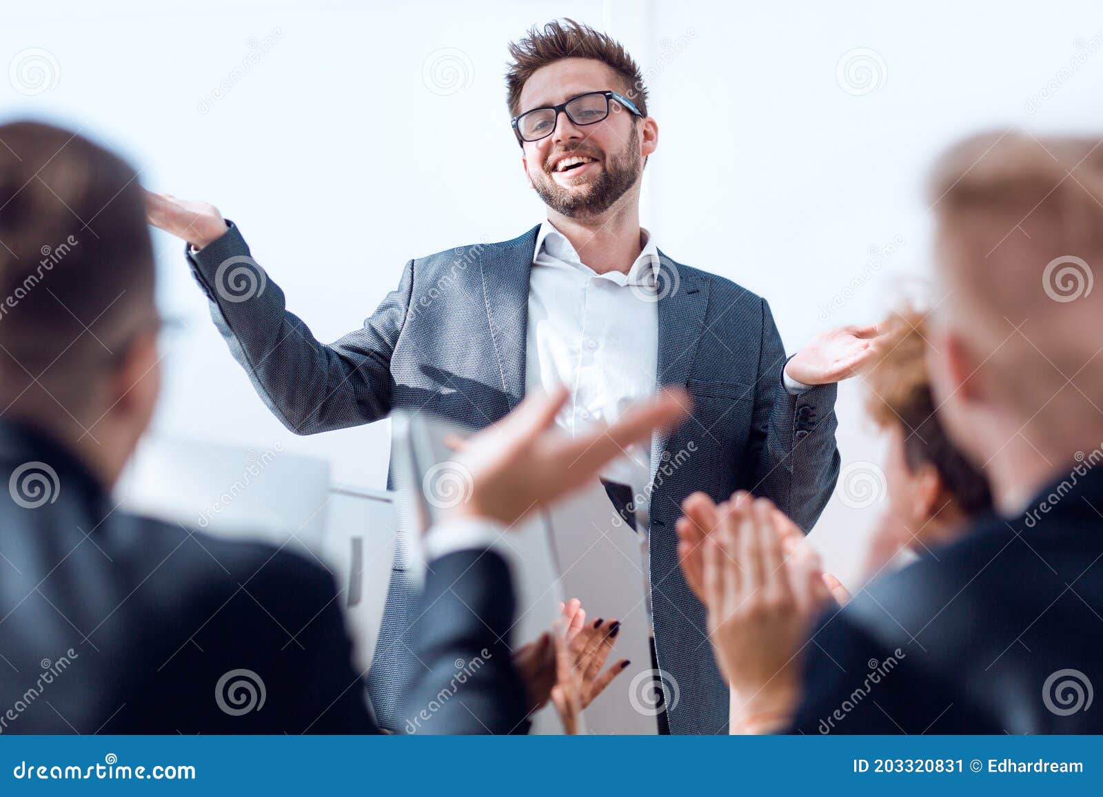 Project Manager at a Meeting with the Working Group. Stock Image ...