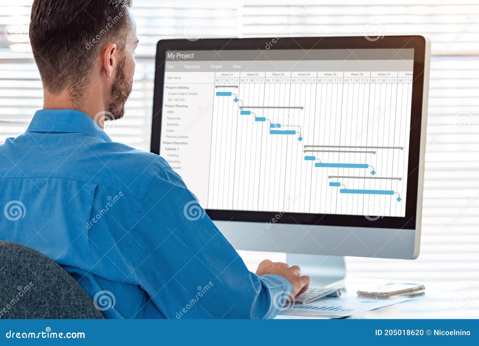 Project Manager In Office Scheduling Tasks And Progression Of ...