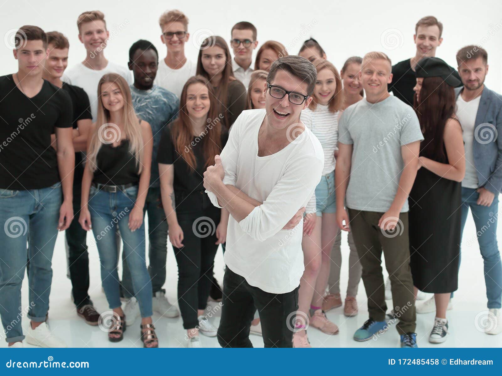 Project Manager Standing in Front of His Professional Team Stock Photo ...