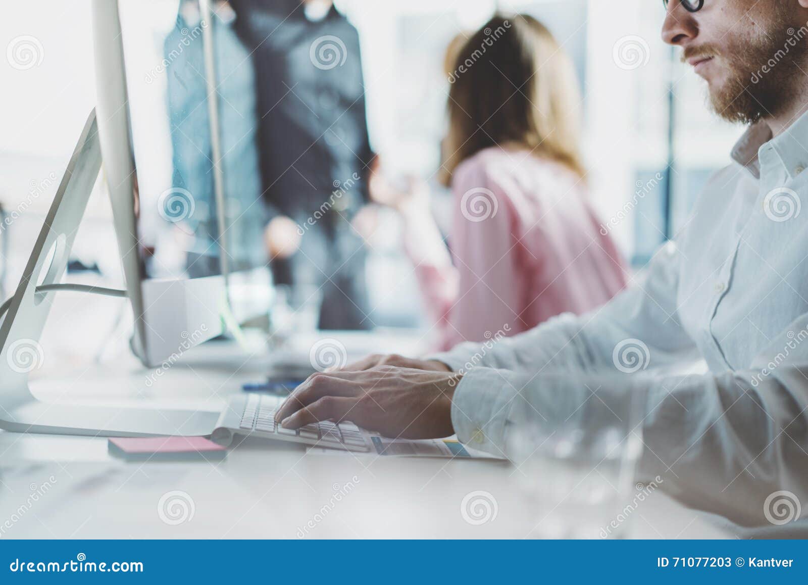 Project Manager Team Work New Idea.Young Business Crew Working with ...