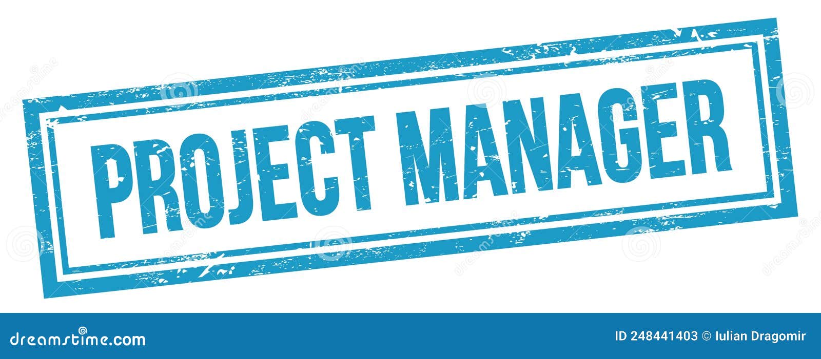 PROJECT MANAGER Text on Blue Grungy Vintage Stamp Stock Illustration ...