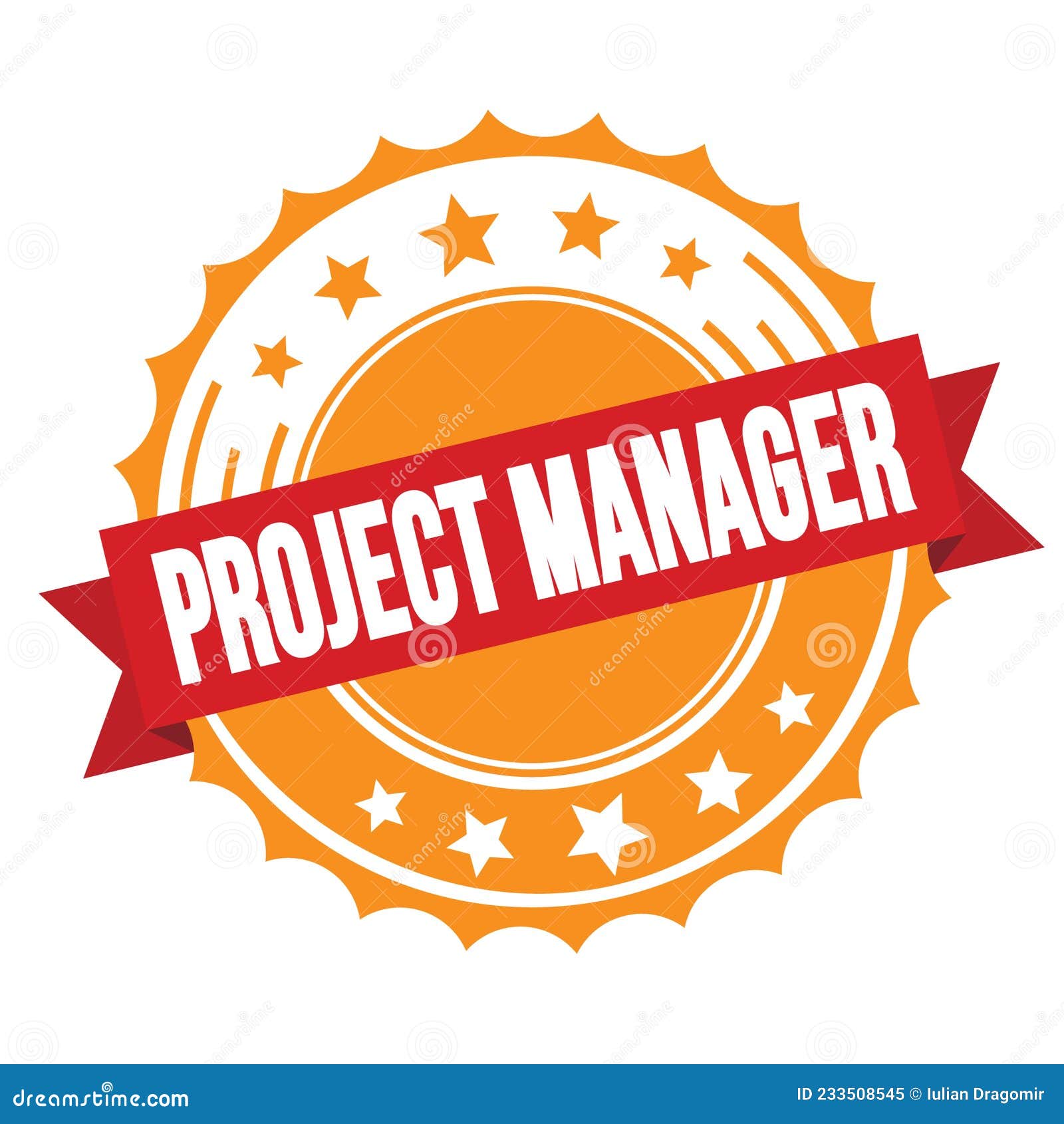 PROJECT MANAGER Text on Red Orange Ribbon Stamp Stock Illustration ...