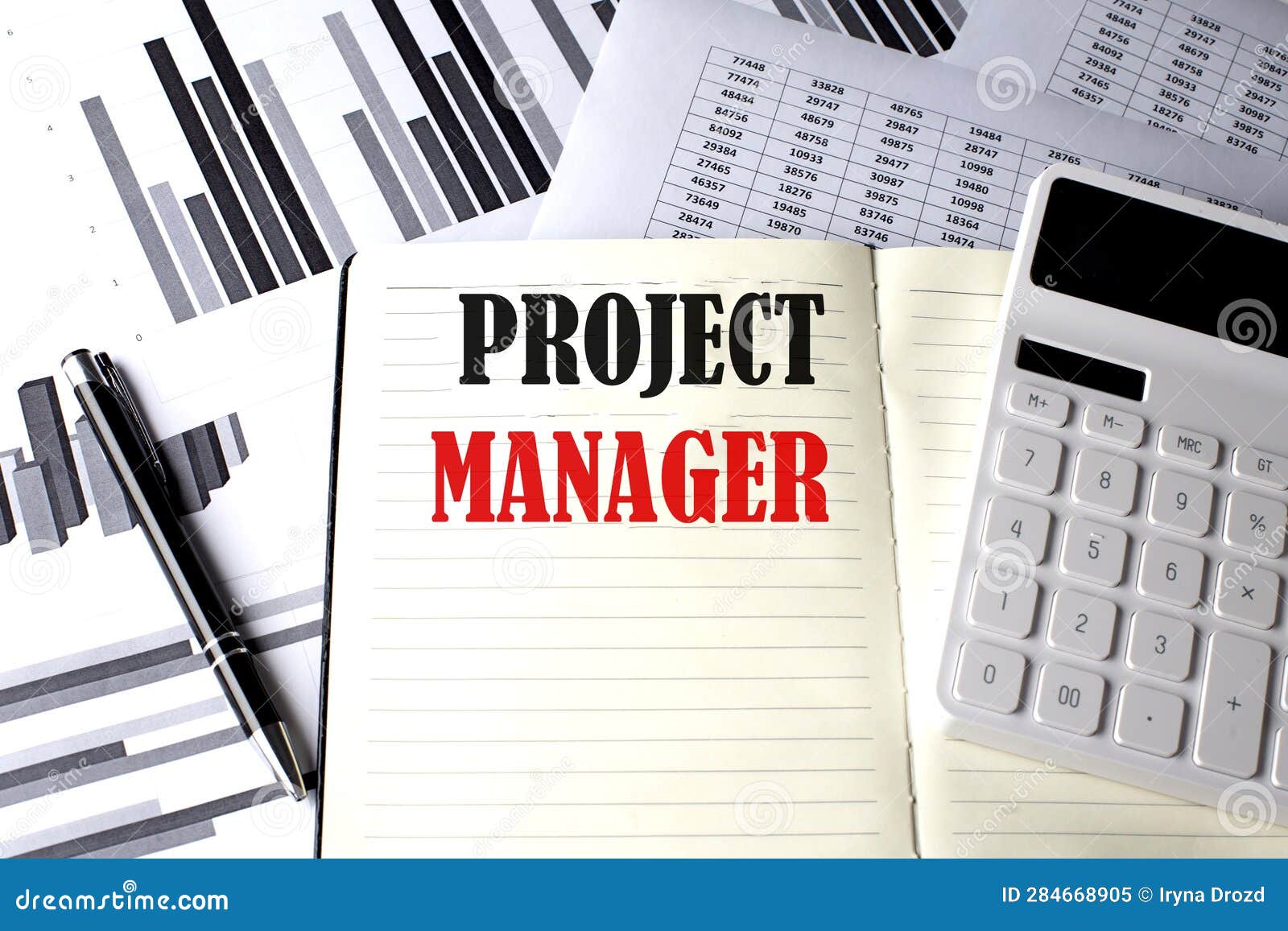 PROJECT MANAGER Text Written on a Notebook on Chart and Diagram Stock ...
