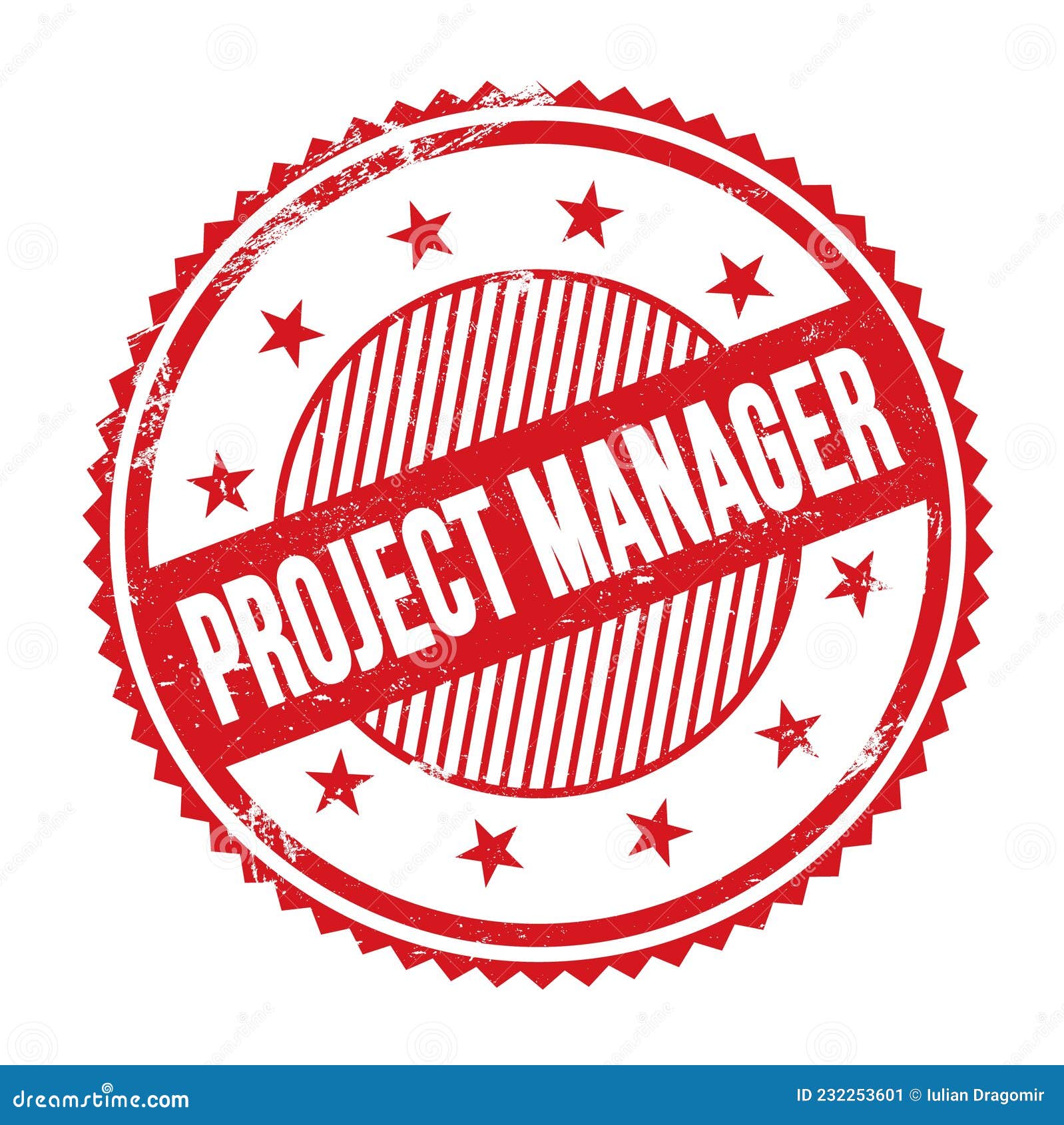 PROJECT MANAGER Text Written on Red Grungy Round Stamp Stock ...