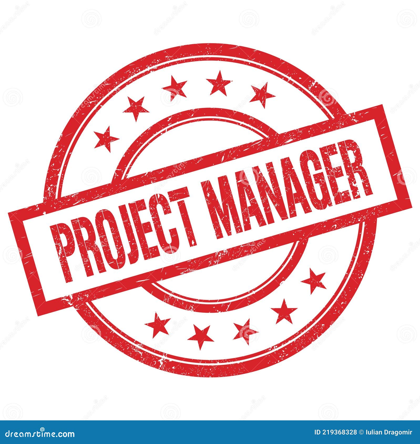 PROJECT MANAGER Text Written on Red Vintage Round Stamp Stock ...