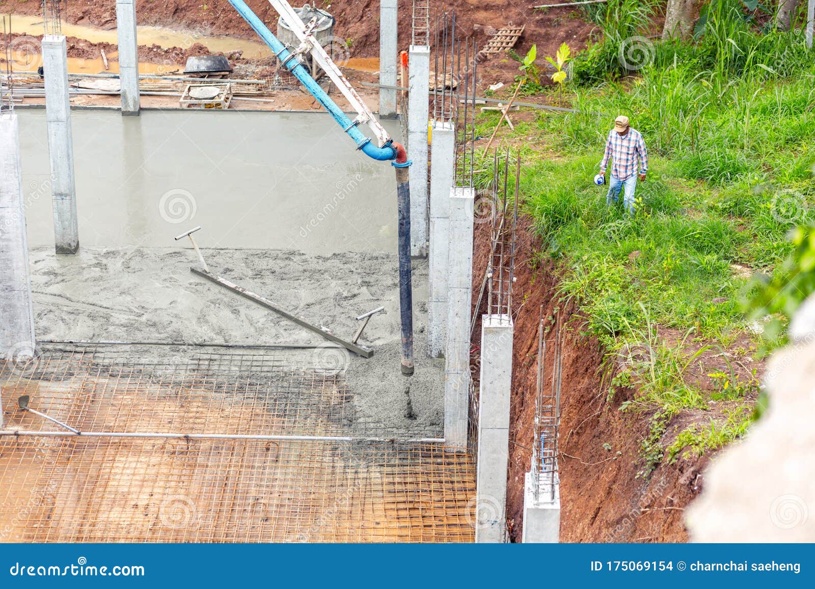 Project Manager Walking Around Site Construction for Checking Editorial ...