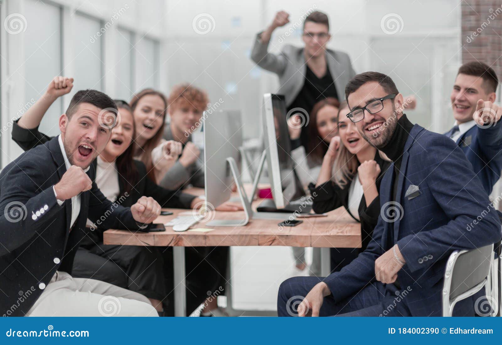 Project Manager and Working Group Showing Gesture of Their Success ...