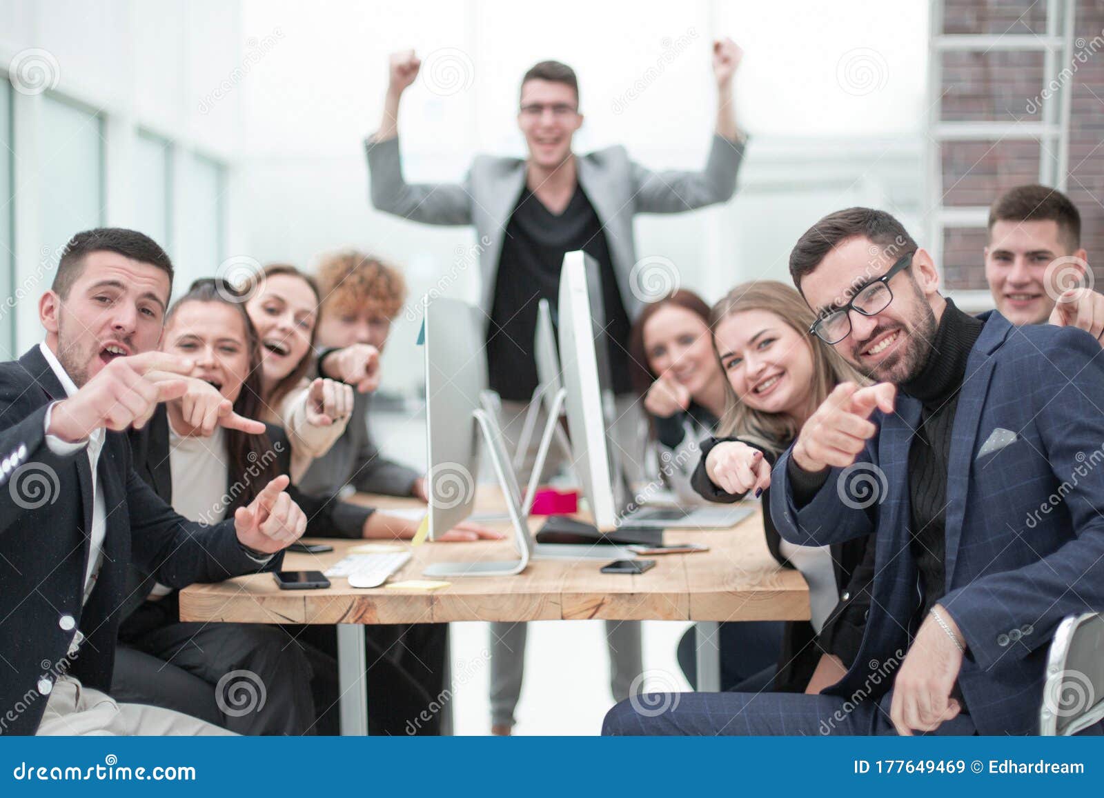 Project Manager and Working Group Showing Gesture of Their Success ...