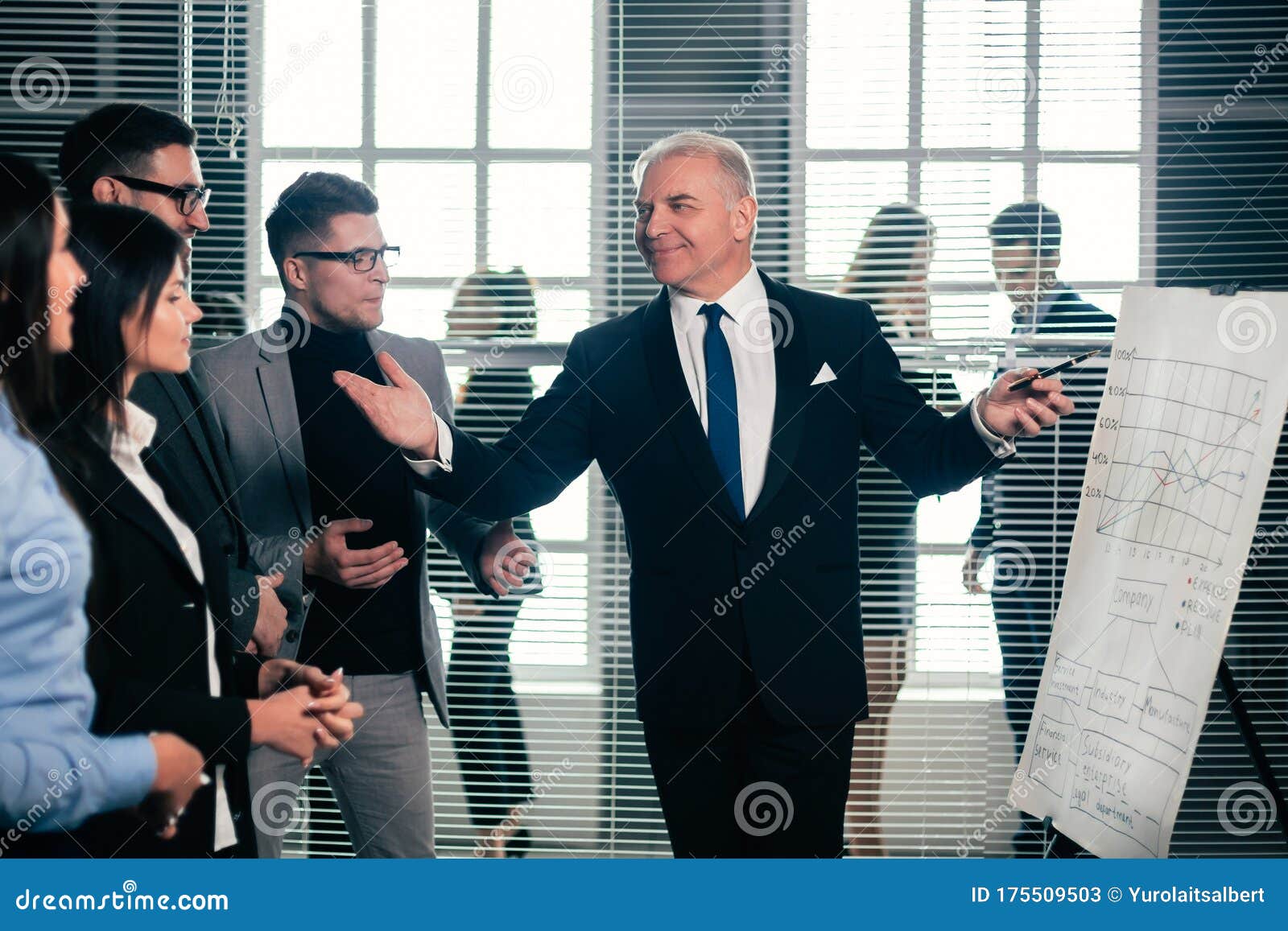 Project Manager and Working Group Standing in the Conference Room ...