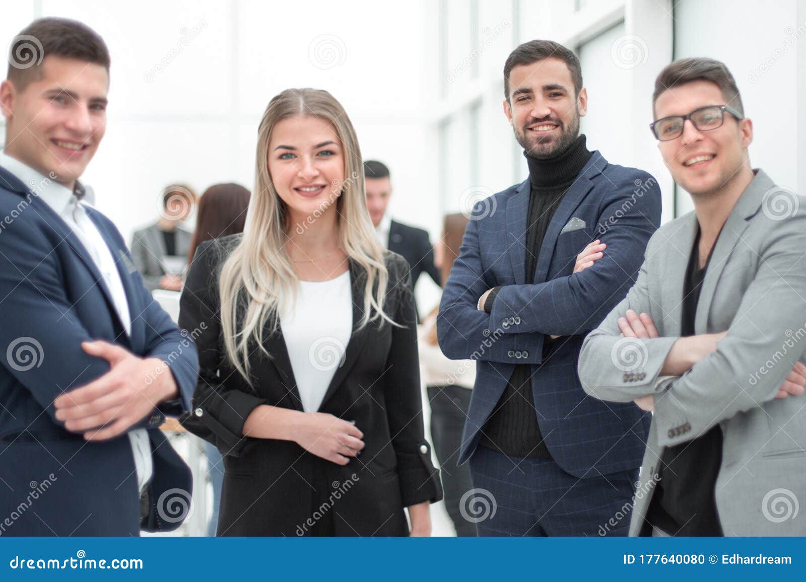 Project Manager and Working Group Standing in Office Stock Photo ...