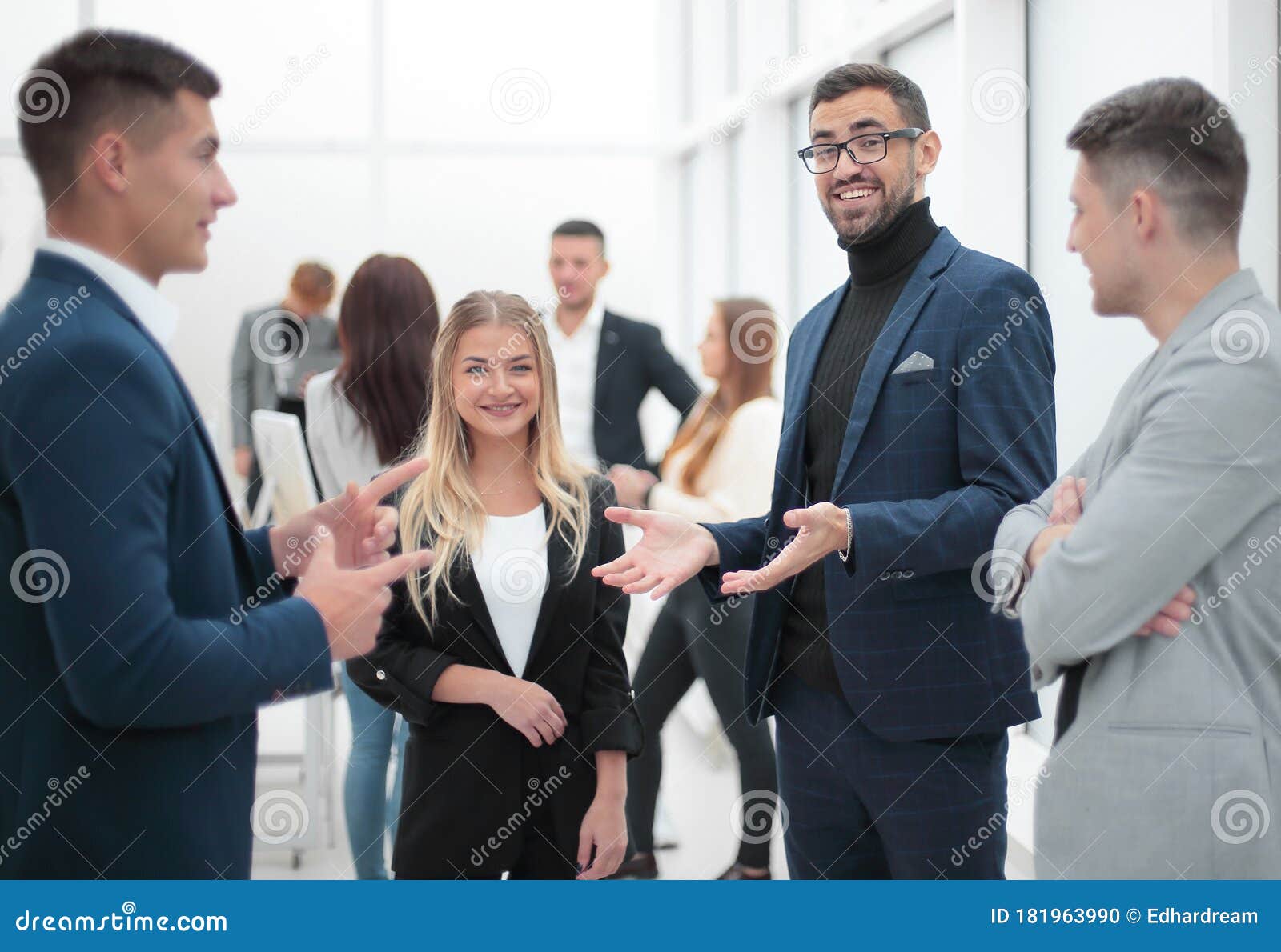 Project Manager and Working Group Standing in Office Stock Photo ...