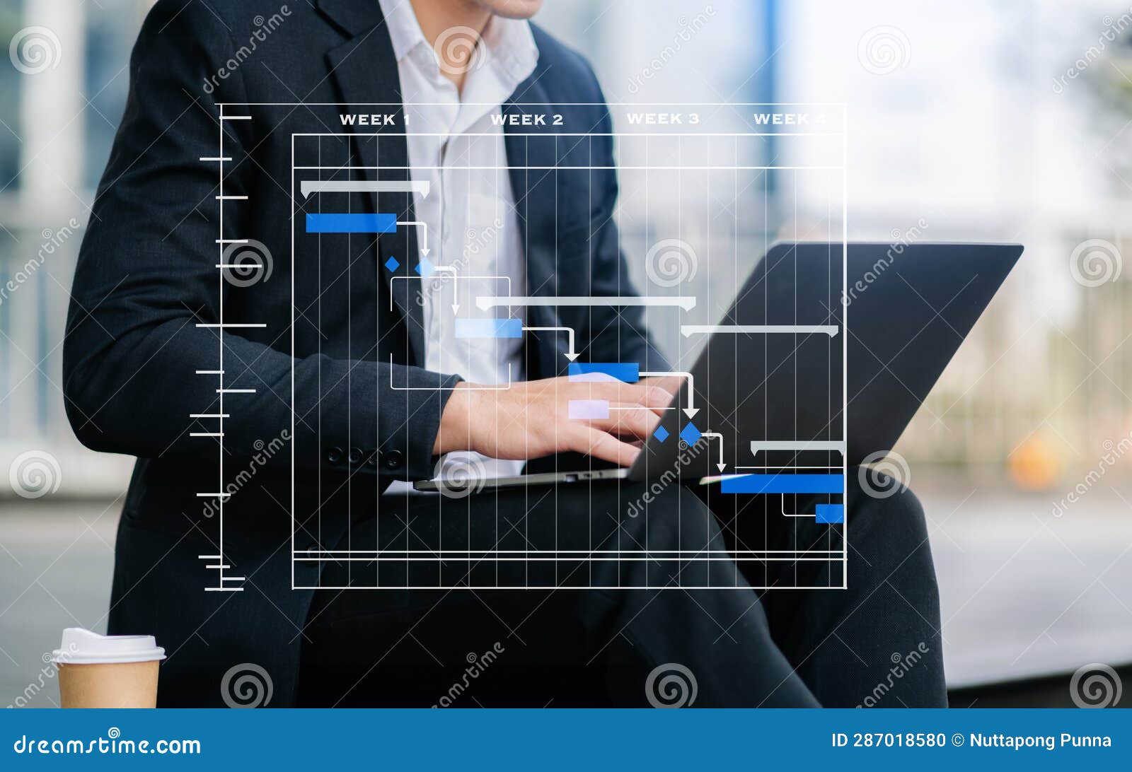 3d Progress Bar On Gantt Chart Desk Royalty-Free Illustration ...
